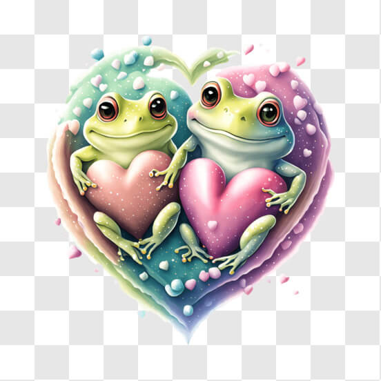 Download Cute Frogs in Love on Heart-Shaped Frame PNGs Online ...