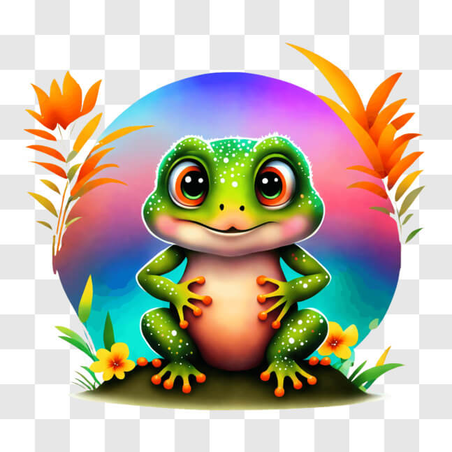 Descarga Sapo Lindo en Jardín Colorido PNGs En Línea - Creative Fabrica