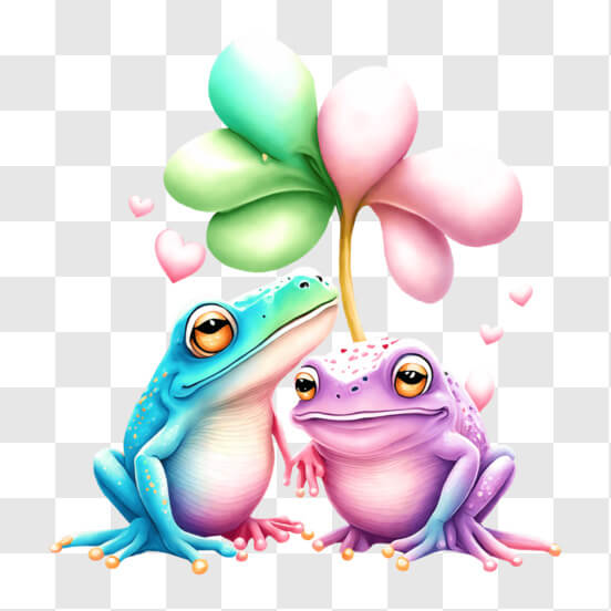 Download Cute Frogs in Love on Heart-Shaped Frame PNGs Online ...