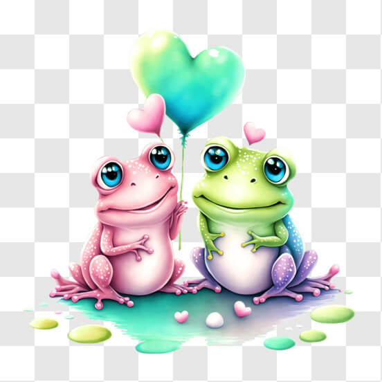 Download Cute Frogs in Love on Heart-Shaped Frame PNGs Online ...
