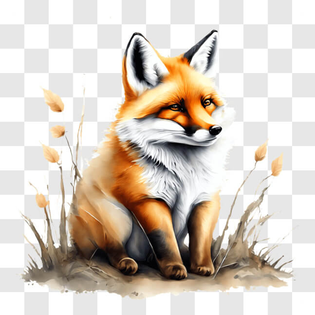 Download Relaxed Red Fox in the Grass PNGs Online - Creative Fabrica