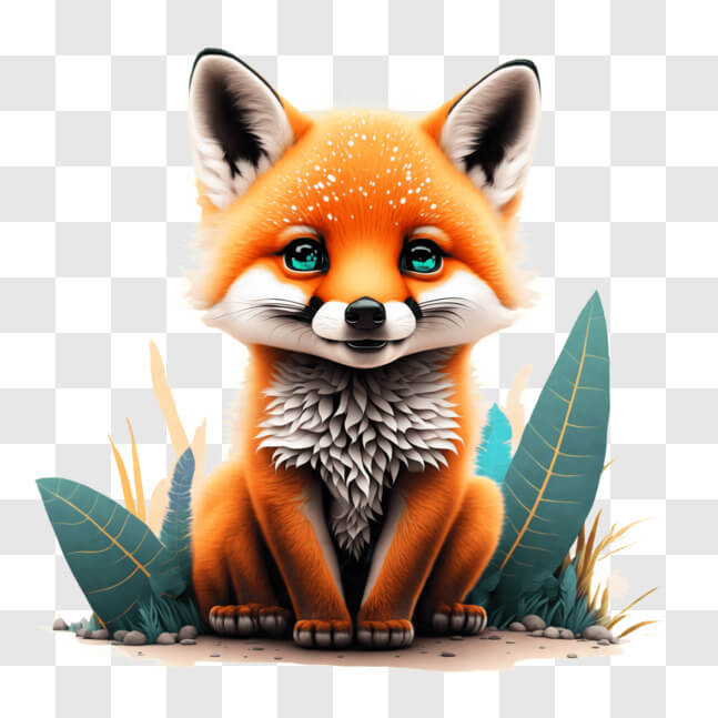 Download Small Orange Fox Sitting in the Grass PNGs Online - Creative ...