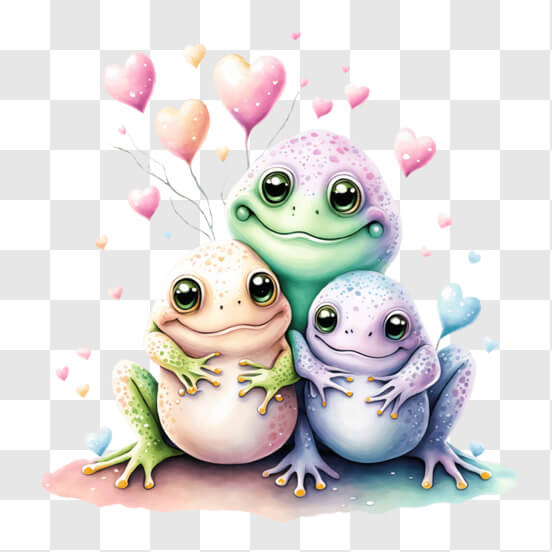 Download Cute Frogs in Love on Heart-Shaped Frame PNGs Online ...