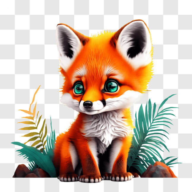 Download Orange Fox with Green Eyes in a Natural Setting PNGs Online ...