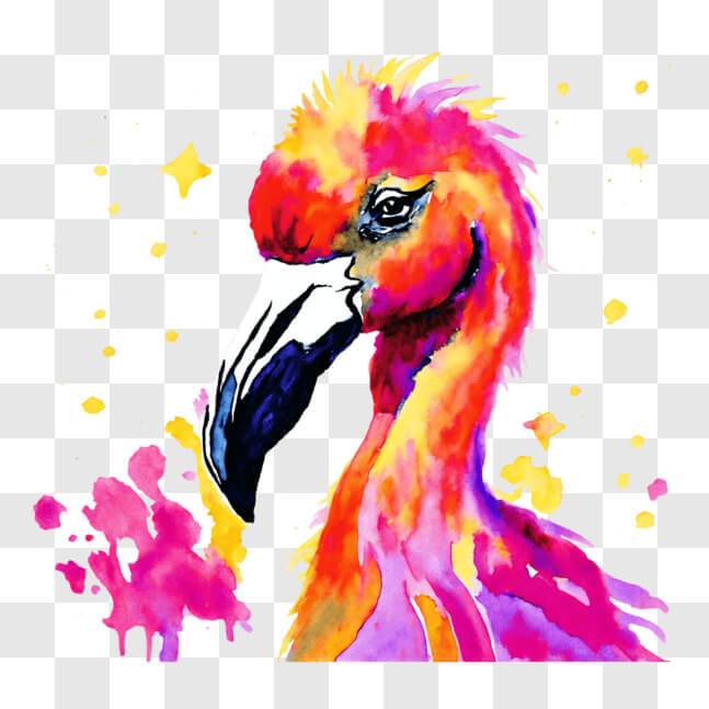 Download Abstract Flamingo Artwork with Colorful Splashes PNGs Online ...