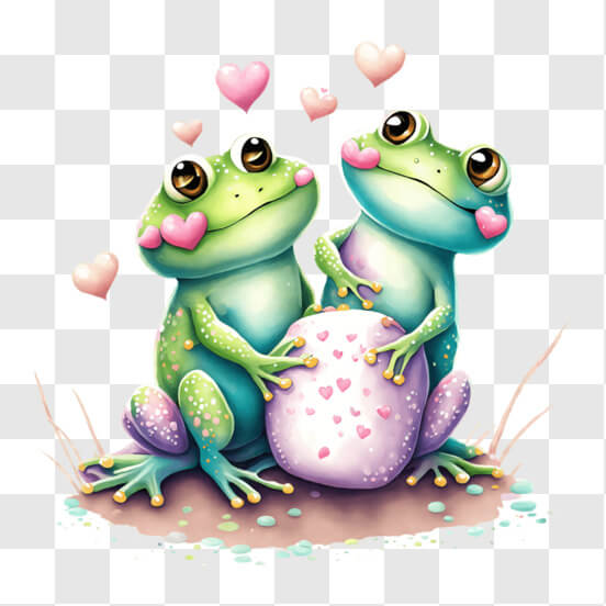 Download Cute Frogs in Love on Heart-Shaped Frame PNGs Online ...