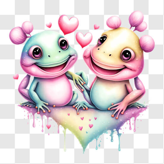 Download Cute Frogs in Love on Heart-Shaped Frame PNGs Online ...