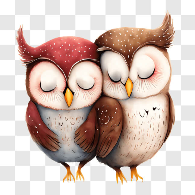 Download Cartoon Owls Hugging Each Other PNGs Online - Creative Fabrica