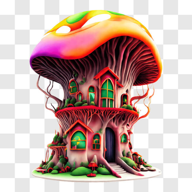 Download Colorful Mushroom House in the Forest PNGs Online - Creative ...
