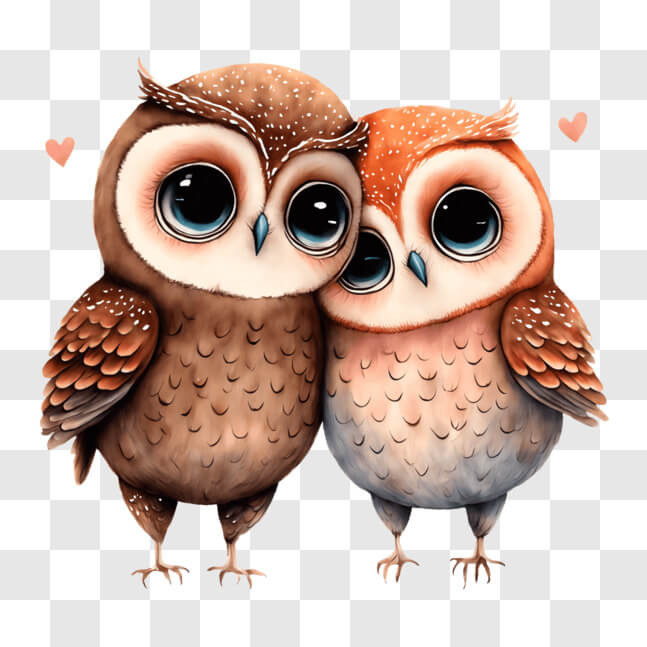 Download Romantic Owls Hugging on a Black Background PNGs Online ...