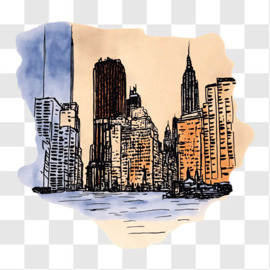 Download New York City Skyline with Empire State Building and Statue of ...
