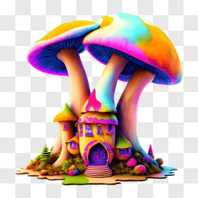 Download Colorful Mushroom House in a Fantasy Landscape PNGs Online ...