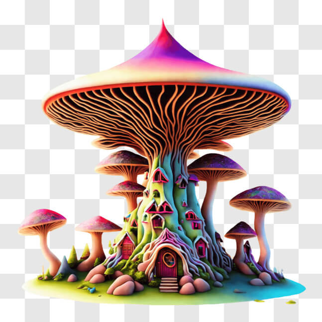 Download Colorful Mushroom House with Steps Leading to a Fantasy World ...