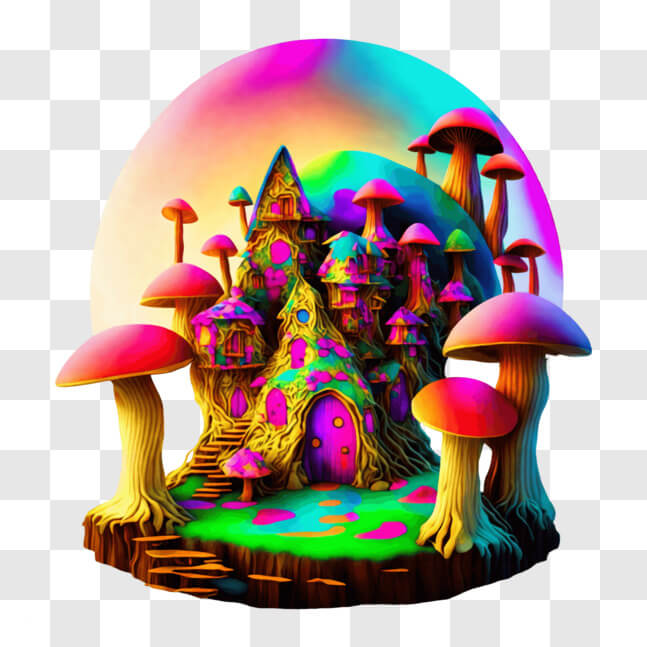Download Colorful Mushroom House in Natural Setting PNGs Online ...