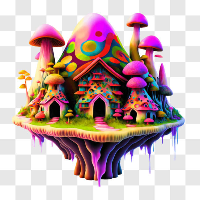 Download Colorful Mushroom House on an Island PNGs Online - Creative ...