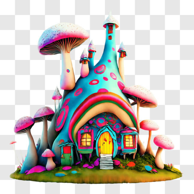 Download Colorful Mushroom House in a Whimsical Forest PNGs Online ...