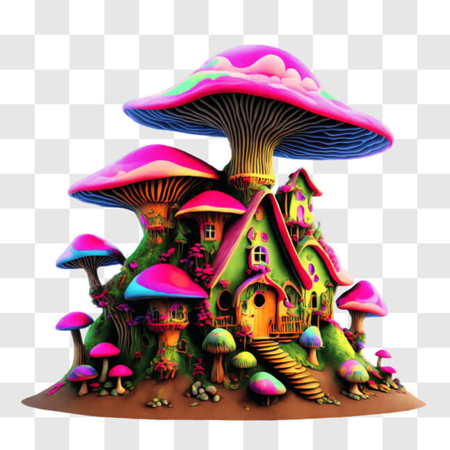 Download Colorful Mushroom House in Fantasy Landscape PNGs Online ...