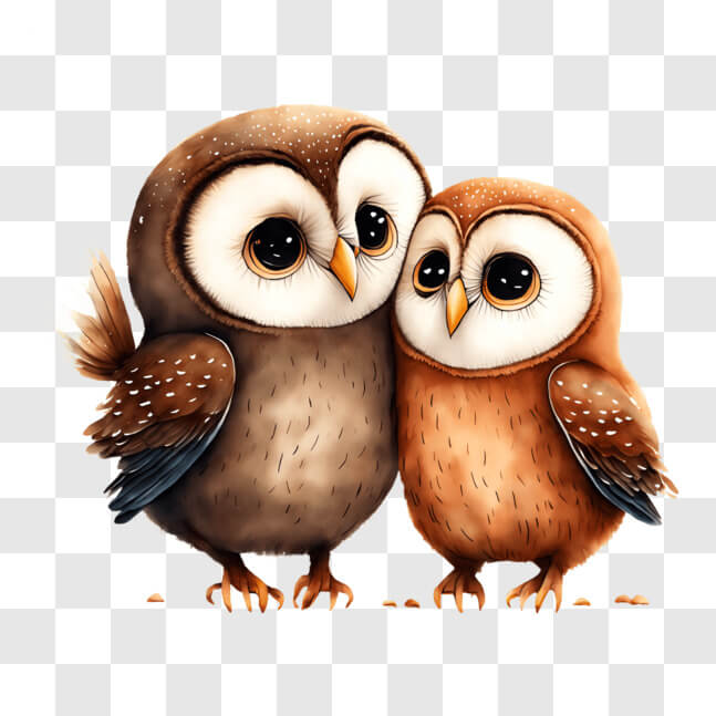 Download Two Owls Hugging on a Black Background PNGs Online - Creative ...