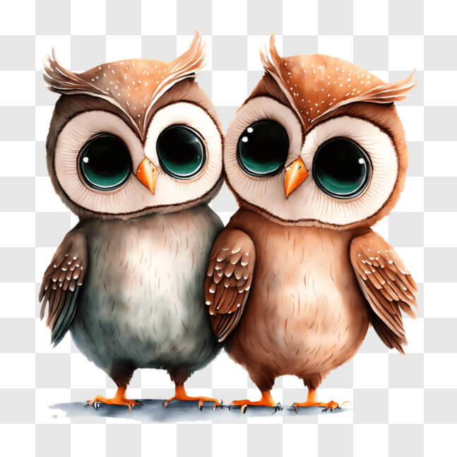 Download Friendly and Playful Owls - Cute Animal Illustration PNGs ...