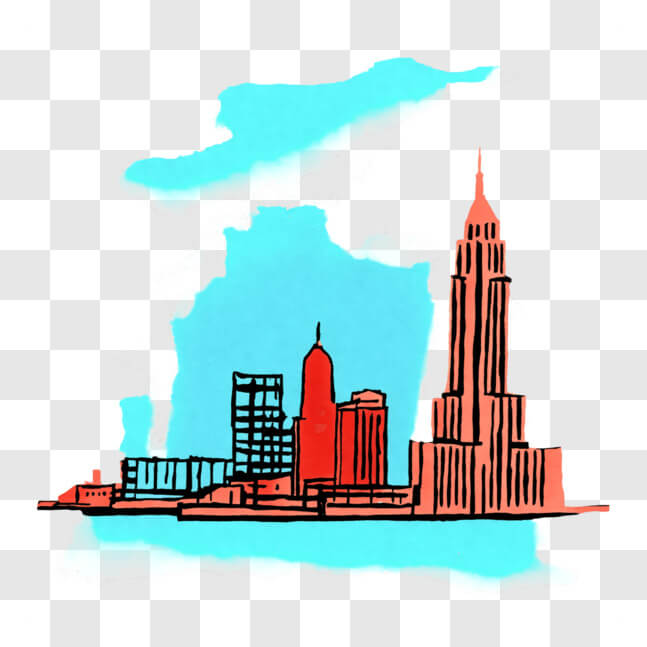 Download City Skyline Drawing of Detroit, Michigan PNGs Online ...