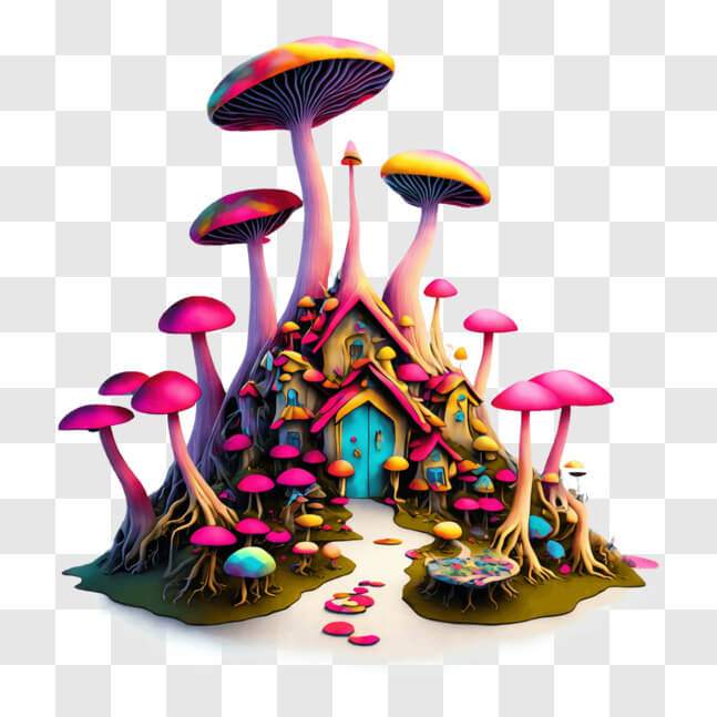 Download Colorful Mushroom House in a Magical Forest PNGs Online ...