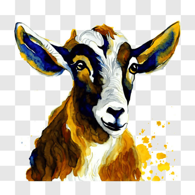 Download Colorful Goat Painting on Black Background PNGs Online ...