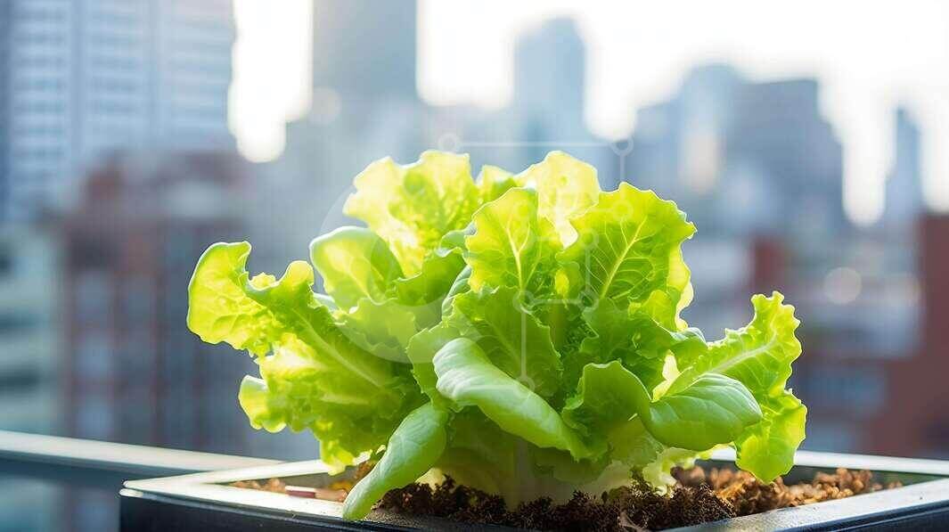 Healthy Lettuce Plant in Urban Environment stock photo | Creative Fabrica