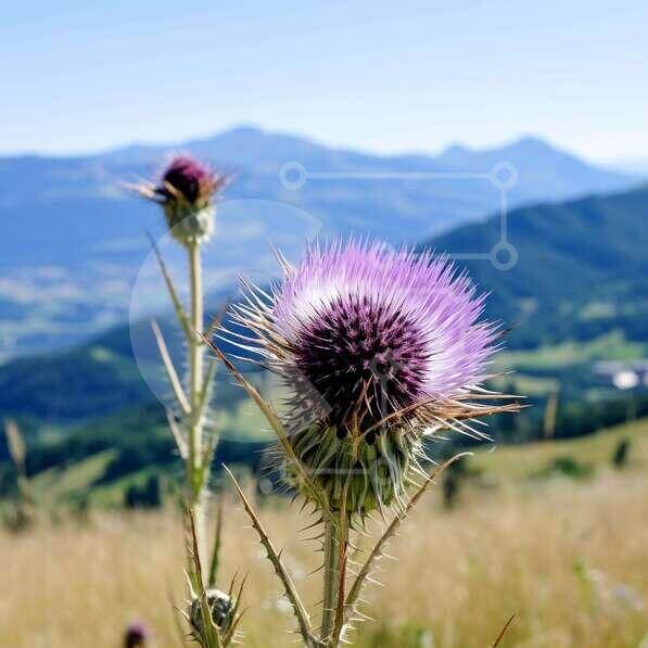 Stunning Purple Thistle Flower in Natural Landscape stock photo | Creative Fabrica