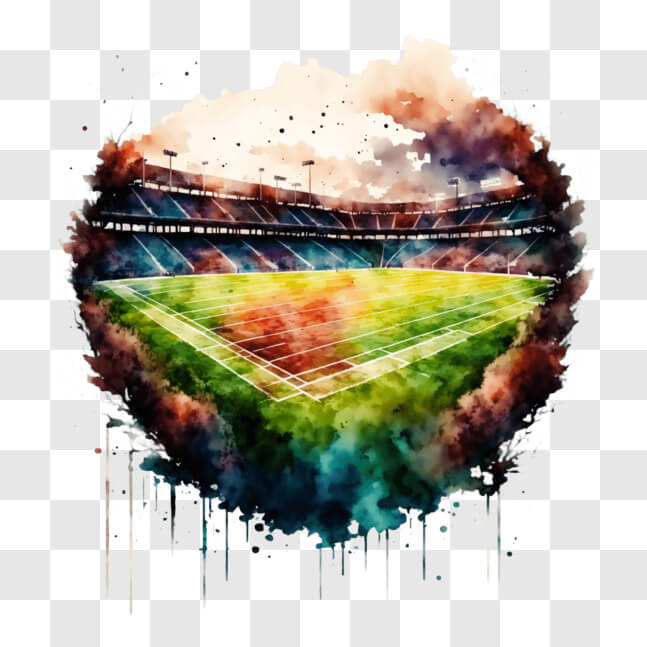 Download Abstract Football Stadium Painting with Watercolor Splatters ...