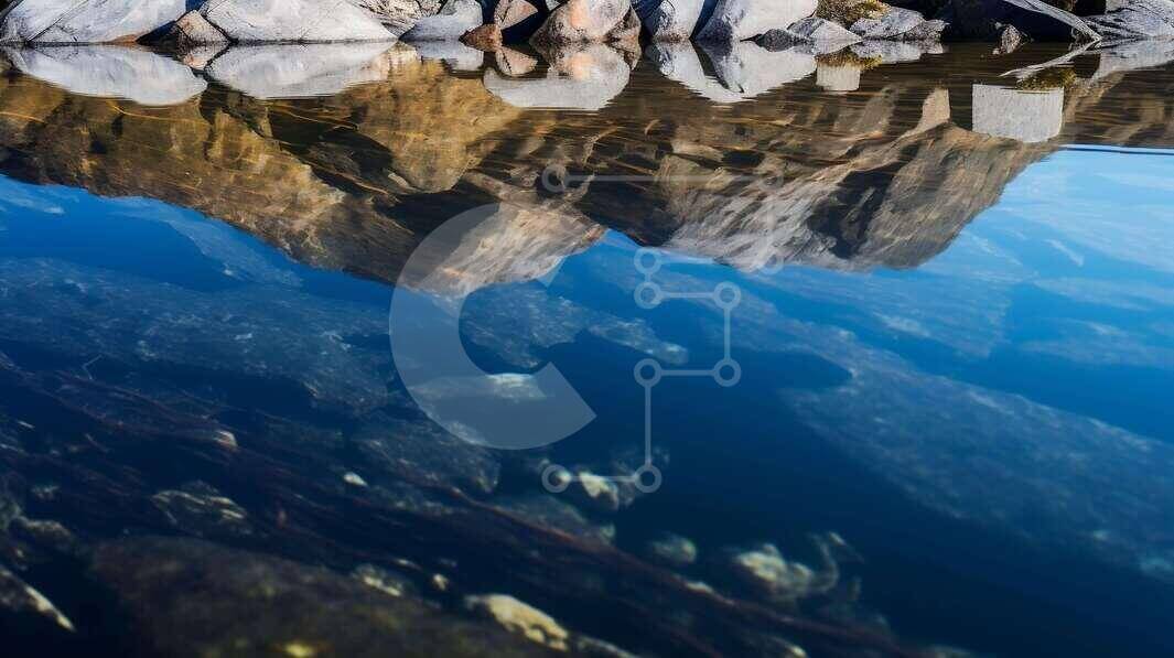Beautiful Lake with Clear Water and Rocks stock photo | Creative Fabrica