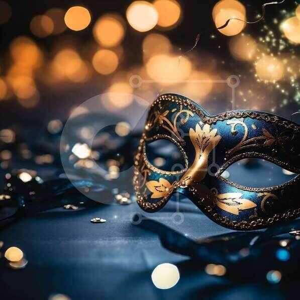 Masquerade Mask on Glittering Lights stock photo | Creative Fabrica