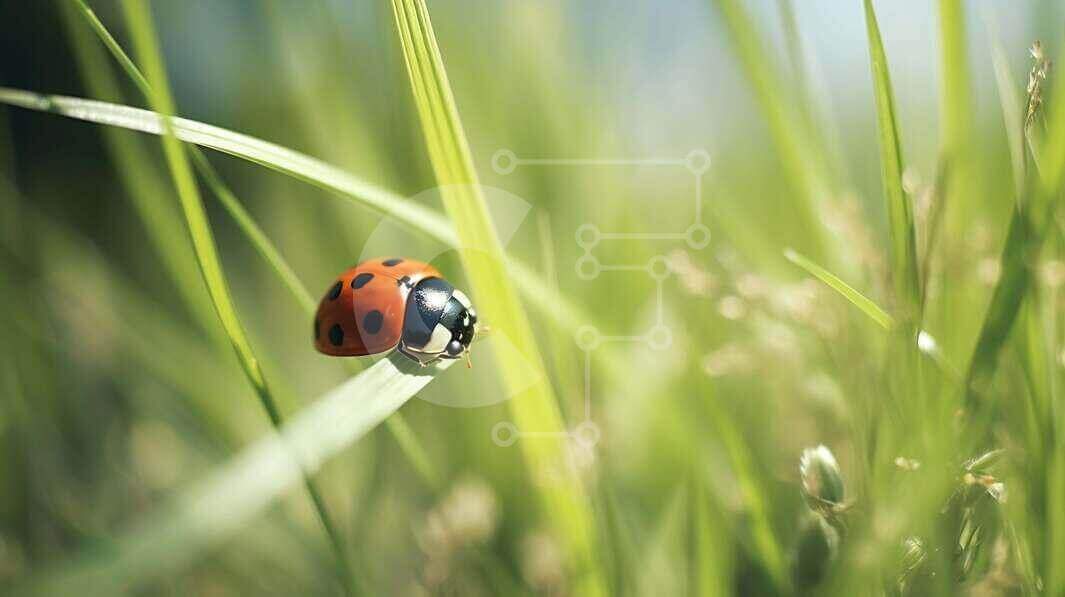 Ladybug on tall grass stock photo | Creative Fabrica