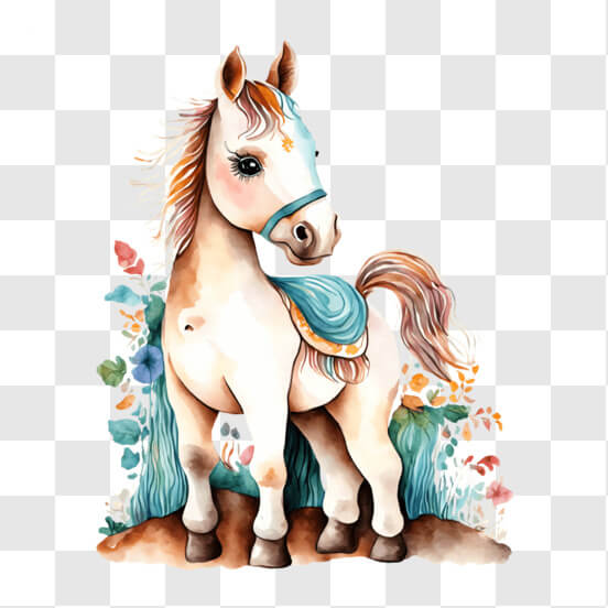 Baixe Cavalo Marrom com Flores Rosa PNGs - Creative Fabrica
