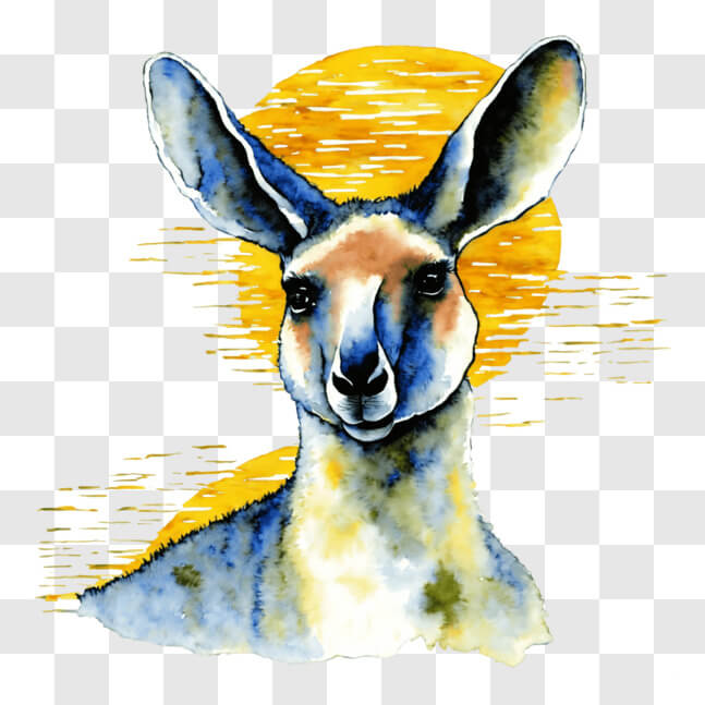 Download Australian Kangaroo Watercolor Illustration PNGs Online ...