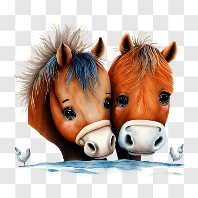 Download Two Horses Resting by the Water PNGs Online - Creative Fabrica