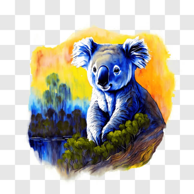 Download Blue Koala Bear enjoying sunset in Australia's natural scenery ...