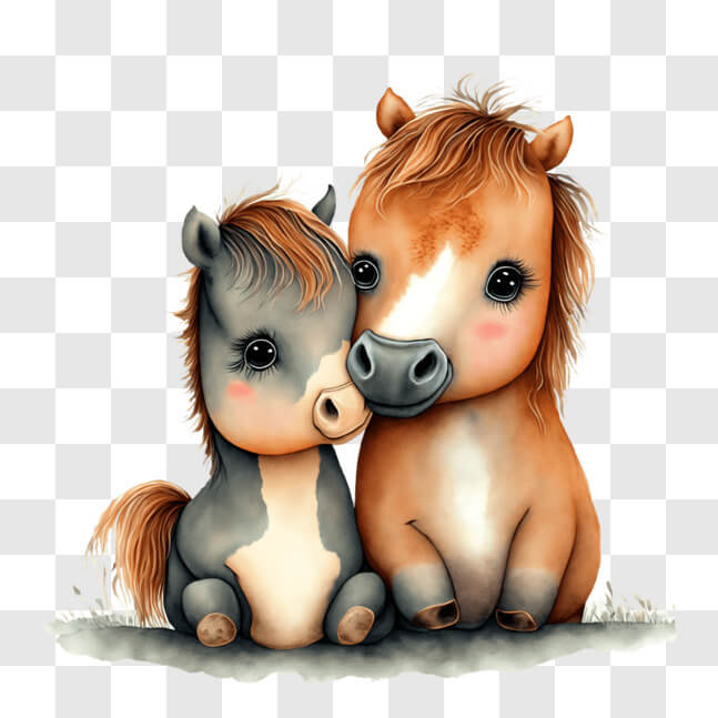 Download Two Horses Hugging in the Grass PNGs Online - Creative Fabrica
