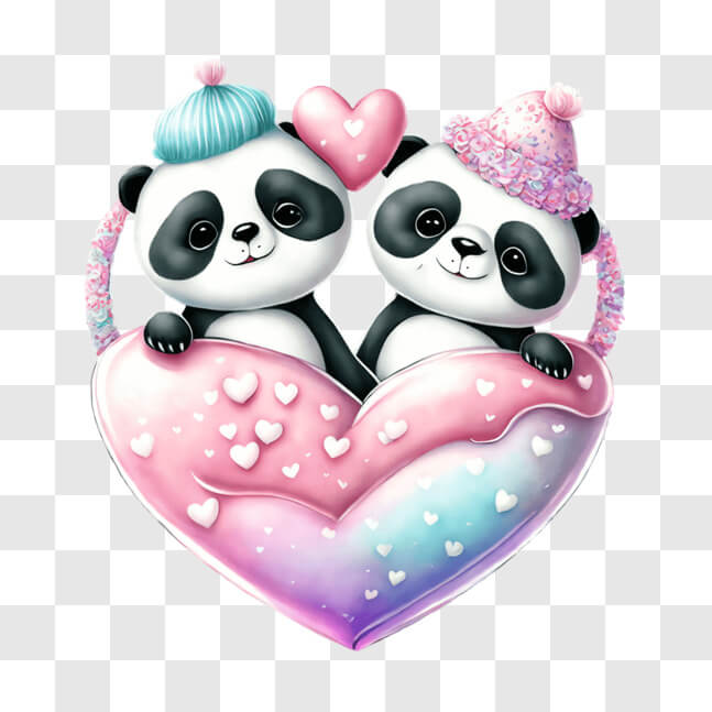 Descarga Osos panda juguetones sentados en un corazón PNGs En Línea ...
