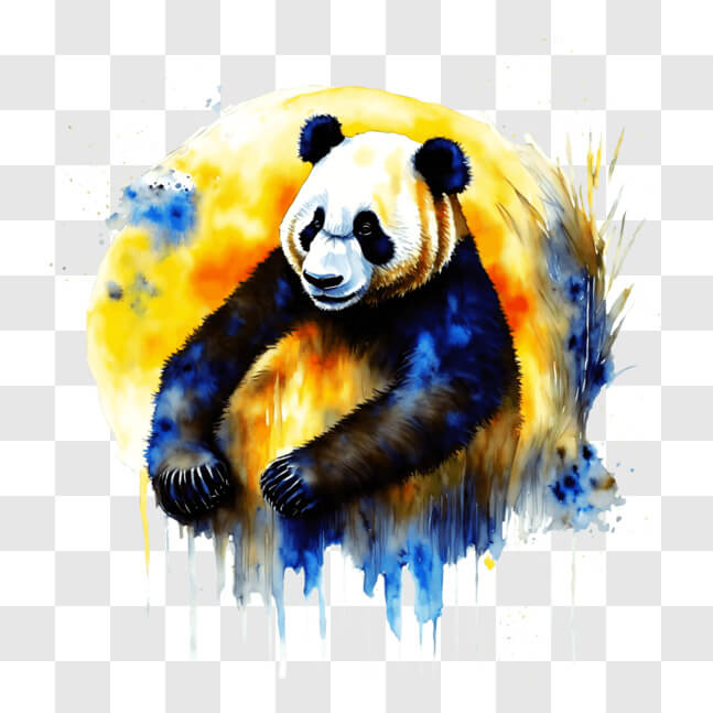 Download Abstract Panda Bear Painting with Full Moon PNGs Online ...