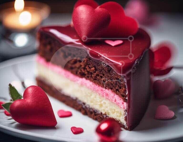 Romantic Chocolate Cake for Valentine's Day stock photo | Creative Fabrica
