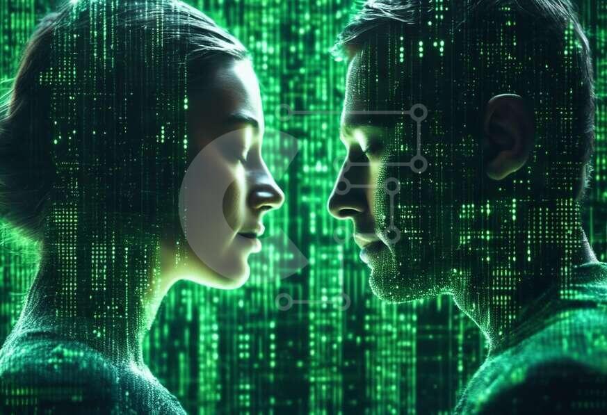 Romantic Relationship or Digital Connection stock photo | Creative Fabrica