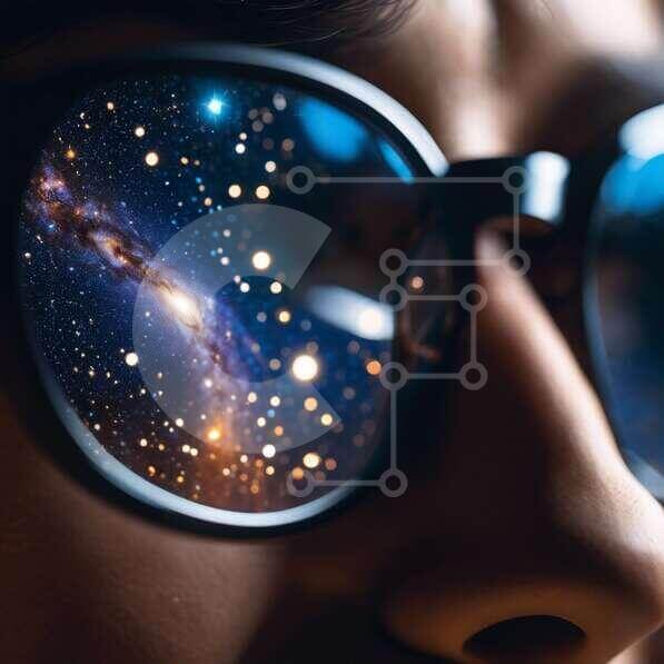 Person Looking at Stars and Galaxies through Reflective Glasses stock ...