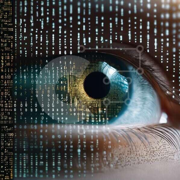 Digital Eye with Binary Code stock photo | Creative Fabrica