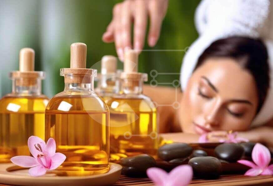Relaxing with Essential Oils - Beauty and Wellness stock photo ...