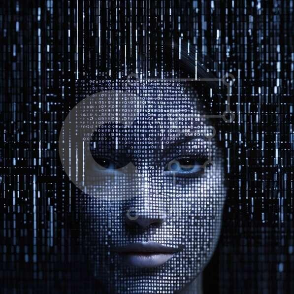 Abstract Binary Code Art - Woman's Face stock photo | Creative Fabrica