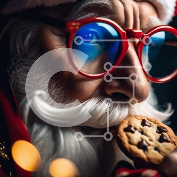 Santa Claus Enjoying a Freshly Baked Cookie stock photo | Creative Fabrica