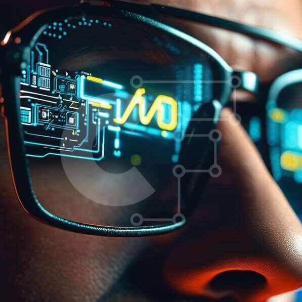 Close-Up of Man with Technological Glasses stock photo | Creative Fabrica