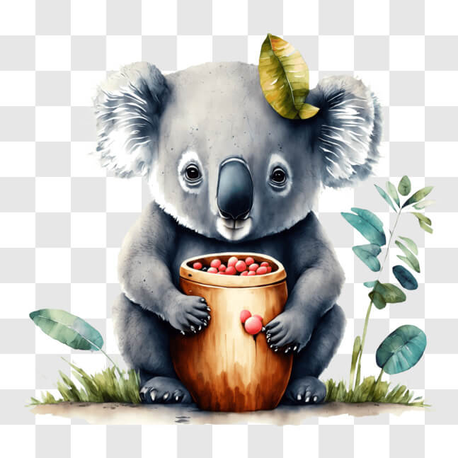 Download Koala Bear Eating Berries in an Open Container PNGs Online ...