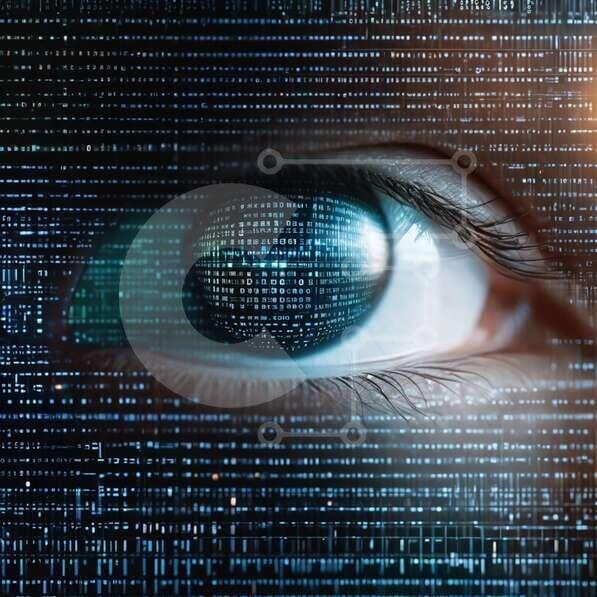 Abstract Eye with Binary Code Background stock photo | Creative Fabrica