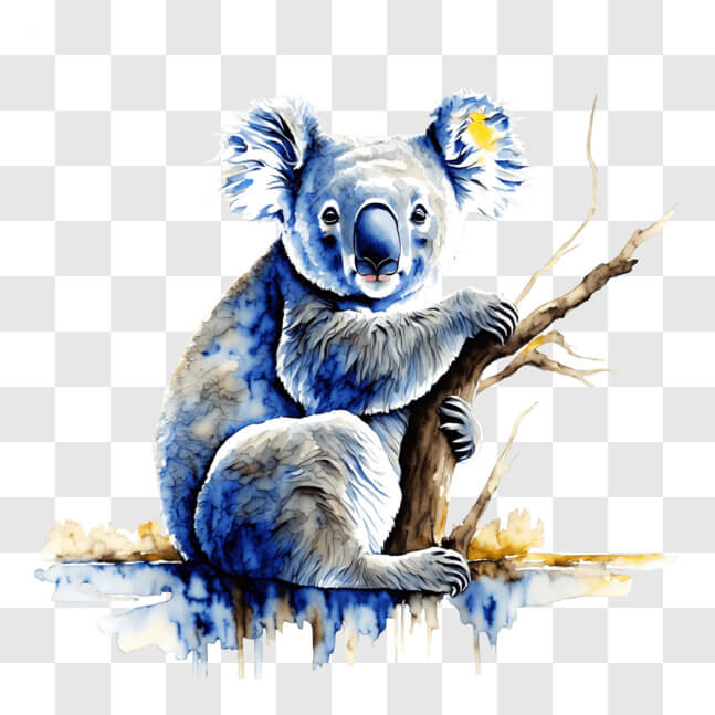 Download Blue Koala Bear sitting on an Australian tree branch PNGs ...